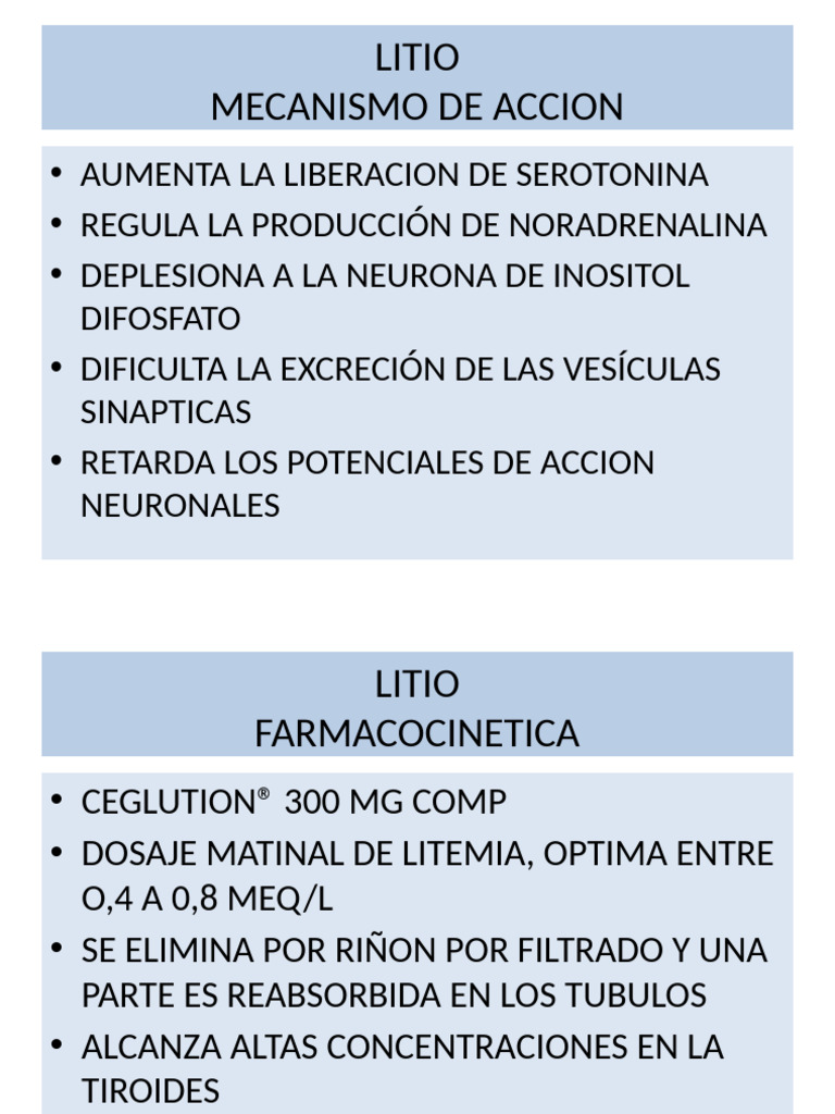 Litio y Estabilizantes Del Humor Psicofarmaco | PDF | Medicina CLINICA ...