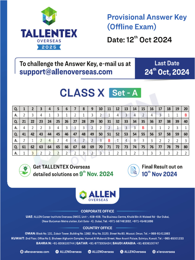 SET A Answer Key | PDF