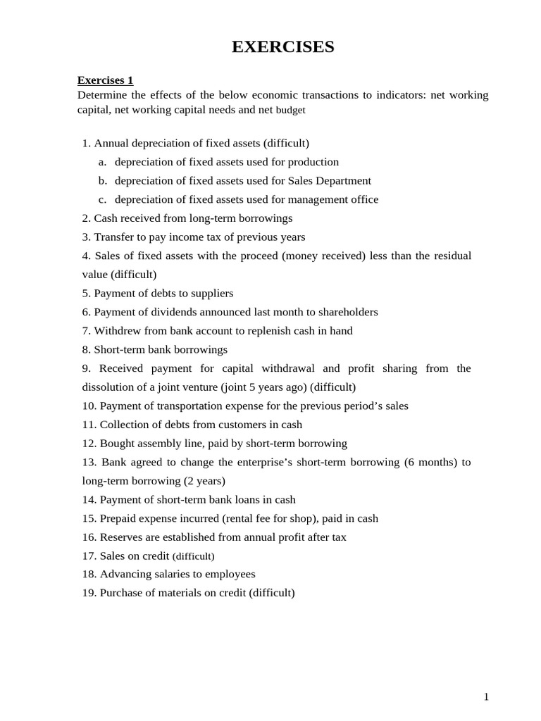 Financial Statements Exercises E | PDF | Balance Sheet | Equity (Finance)