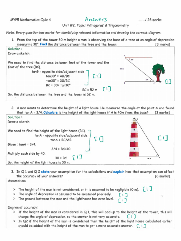 Quiz_4_-_Trigonometry_Answers | PDF