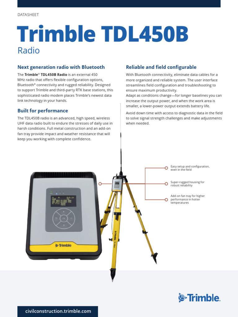 Trimble tdl450b Radio Datasheet English | PDF | Radio | Bluetooth