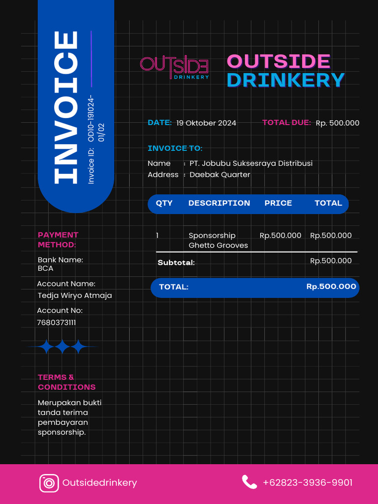 Sponsorship Invoice For Ghetto Grooves Pdf