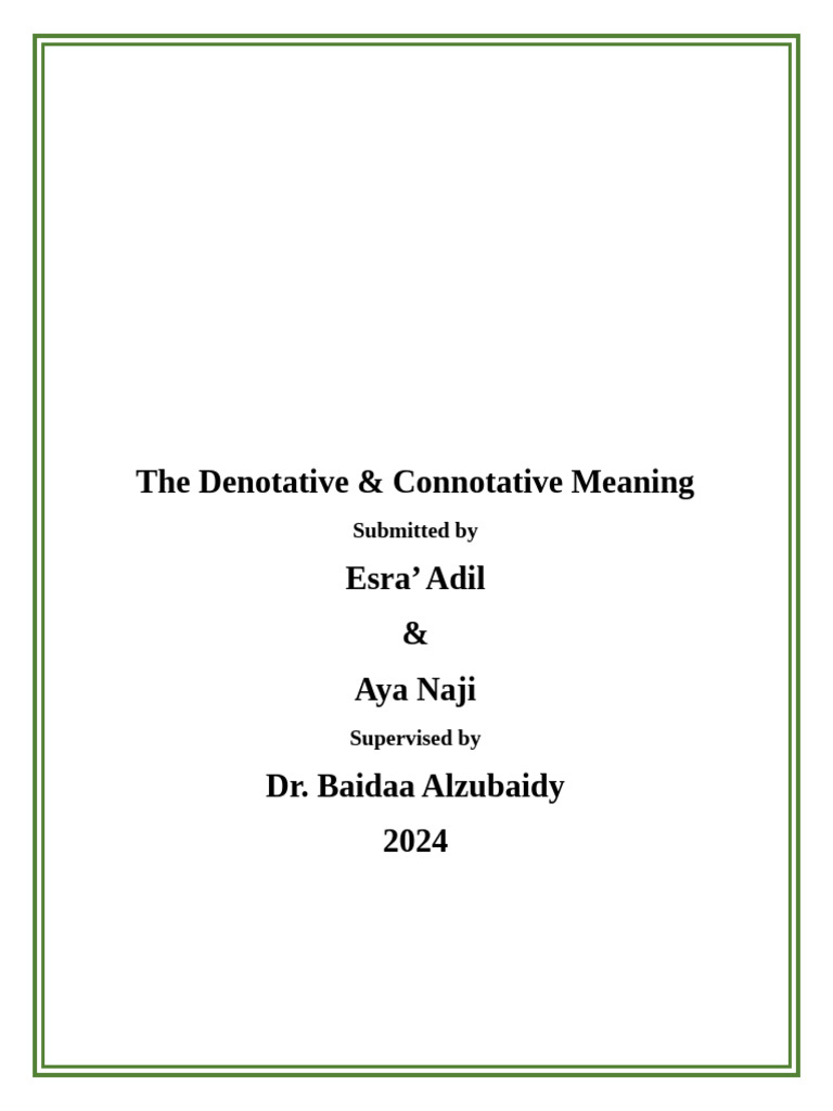 Denotative vs. Connotative Meaning | PDF | Word | Linguistics