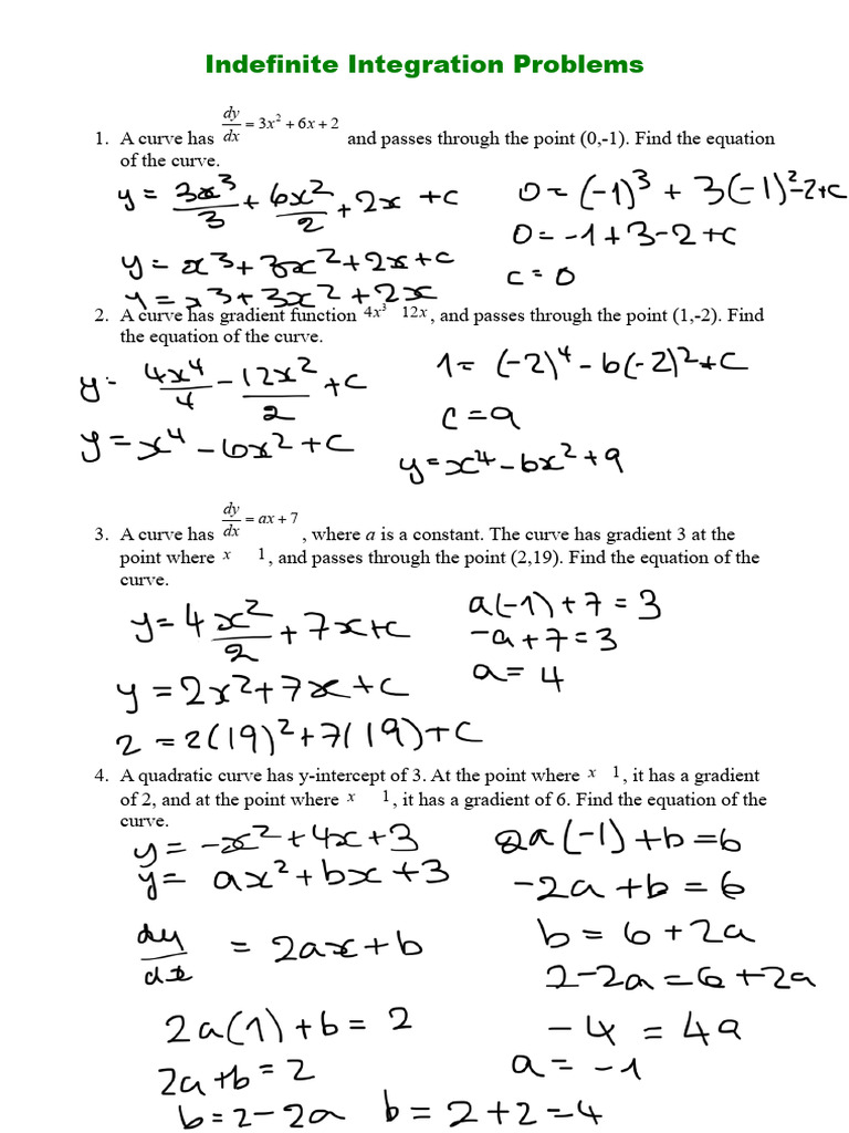 Indefinite Integration Problem Set | PDF