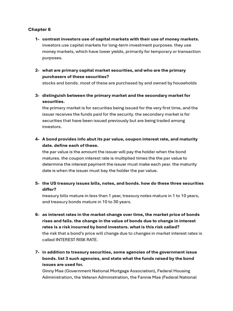 Bond market questions | PDF | Bonds (Finance) | Securities (Finance)
