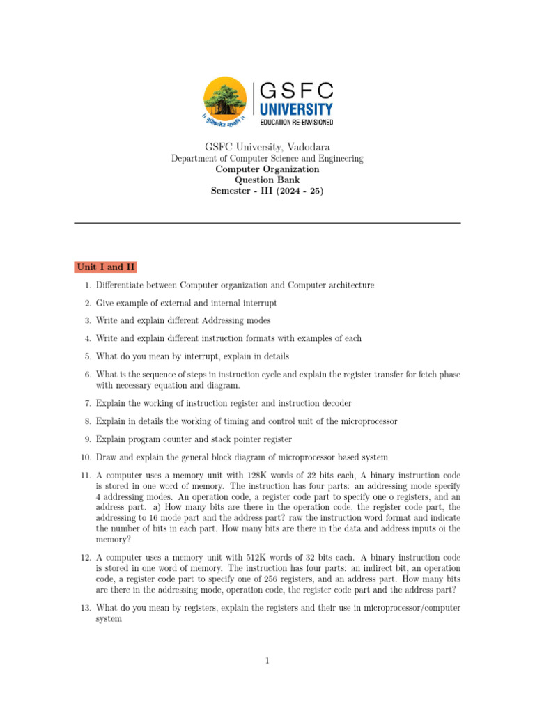 Question_Bank_CO (1) | PDF | Cpu Cache | Central Processing Unit