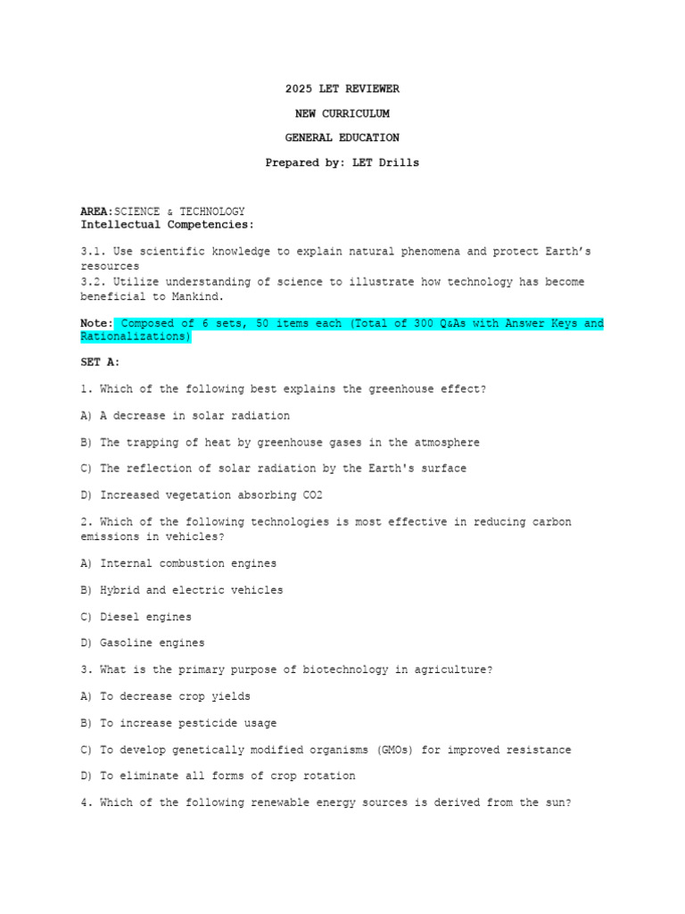 2025 LET Reviewer: Science & Technology | PDF | Climate Change ...