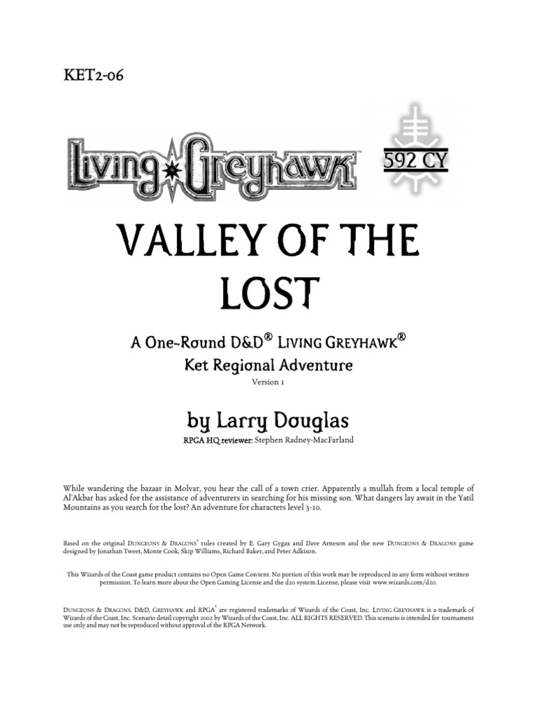 KET2-06 Valley of The Lost (3E) | PDF