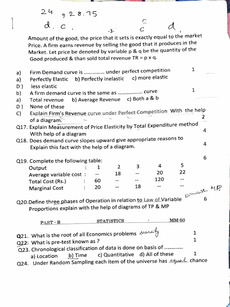 Economics Paper SJC (1) | PDF | Elasticity (Economics) | Demand