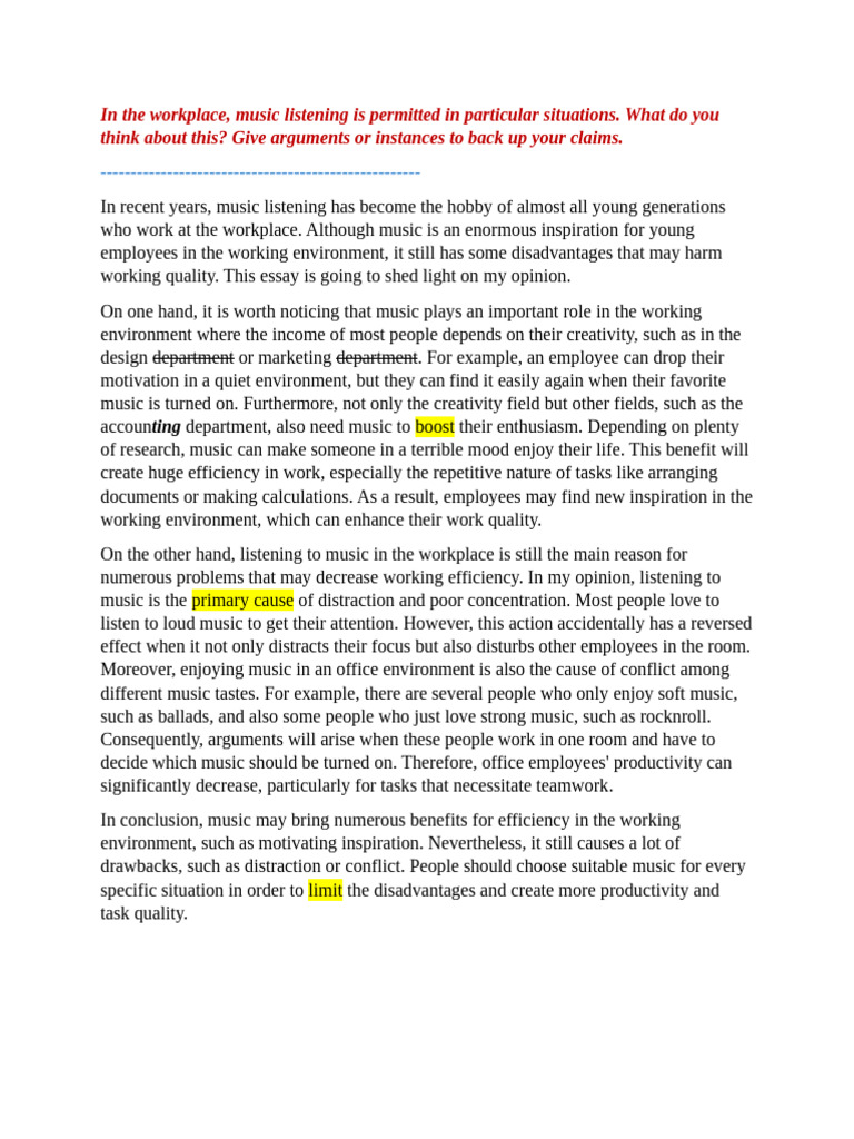 Pros and Cons of Music in the Workplace | PDF | Creativity | Social ...