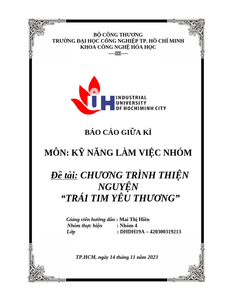 BÌA TIỂU LUẬN IUH | PDF