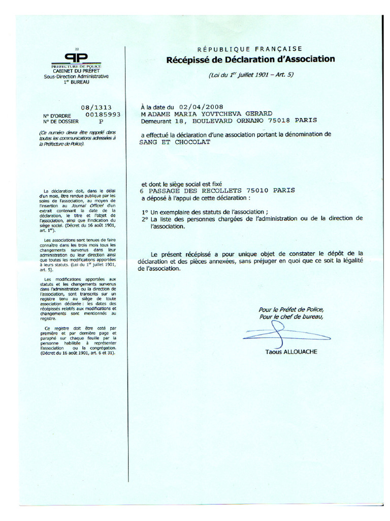 Récipissé de Déclaration | PDF