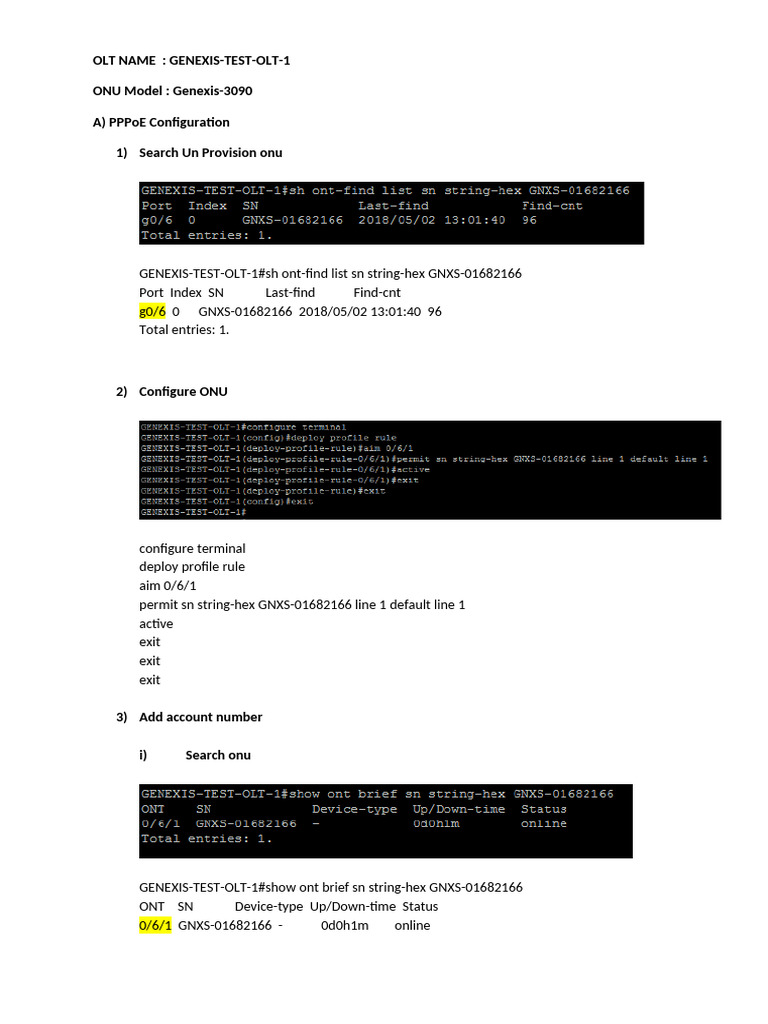 Genexis ONU Configuration - Deletion - Monitoring | PDF | Software | Computing