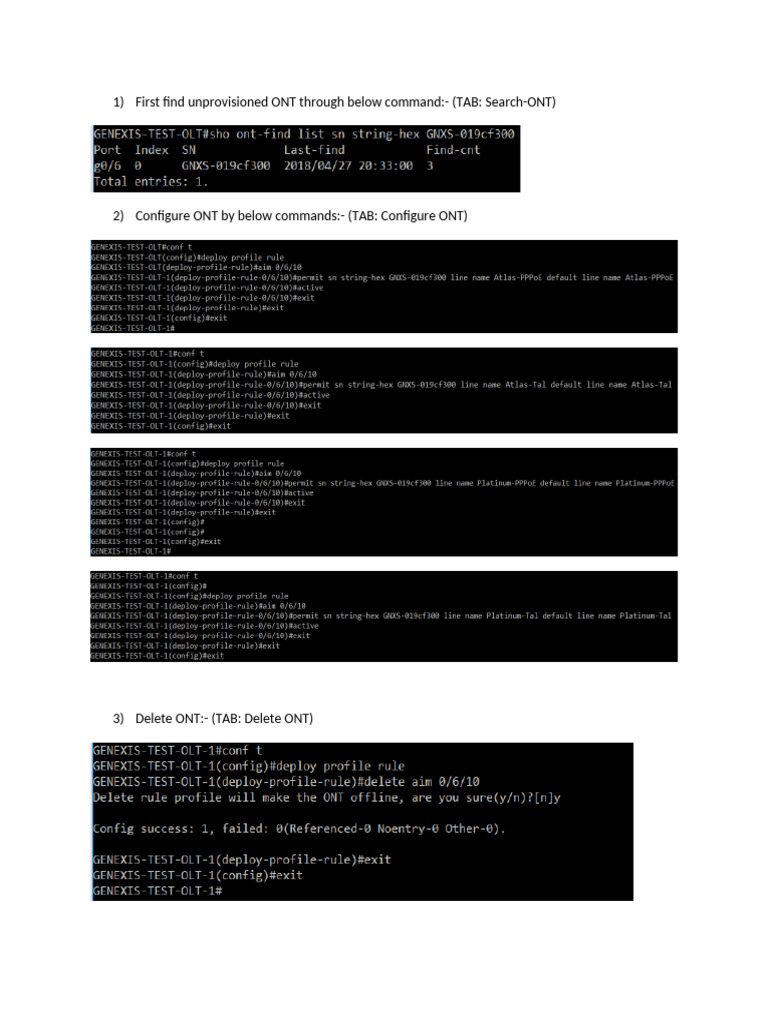 Genexis OLT Commands For Checkbox | PDF