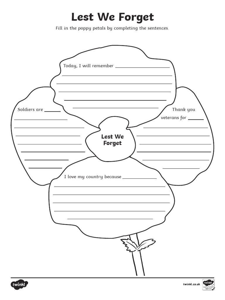 Ca2 Ss 11 Lest We Forget Poppy Activity Sheet | PDF