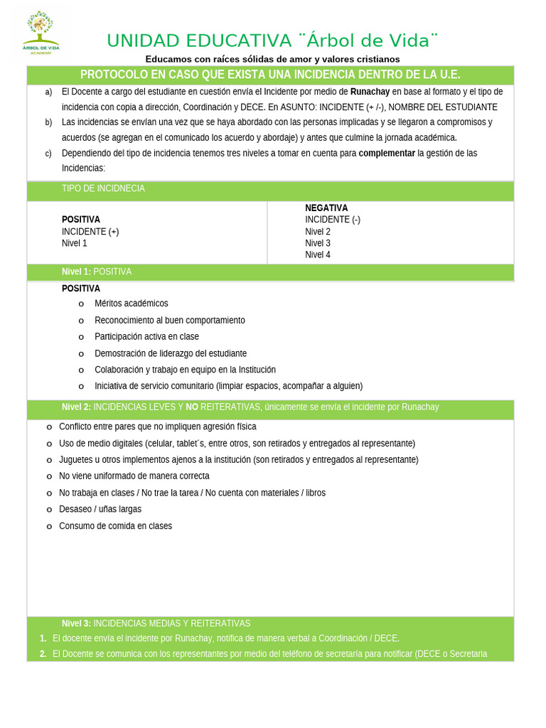 Protocolo y Formatos Incidencias | PDF