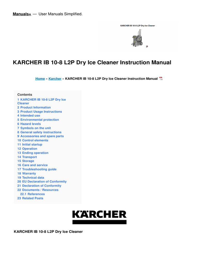 Ib 10 8 l2p Dry Ice Cleaner Manual | PDF | Ac Power Plugs And Sockets | Carbon Dioxide