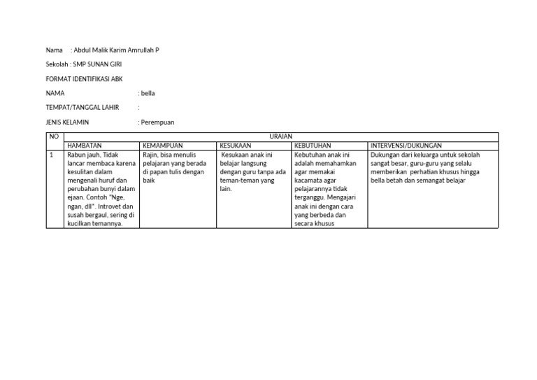 FORMAT IDENTIFIKASI-ABK | PDF