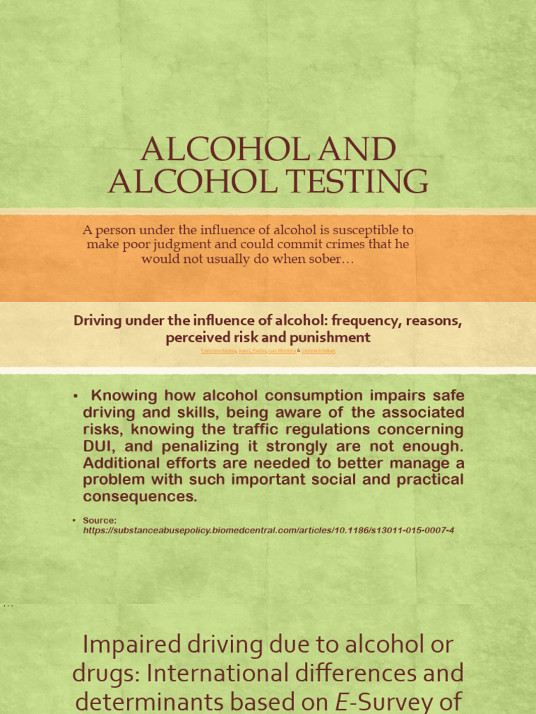 Alcohol Testing Methods Explained | PDF | Driving Under The Influence ...