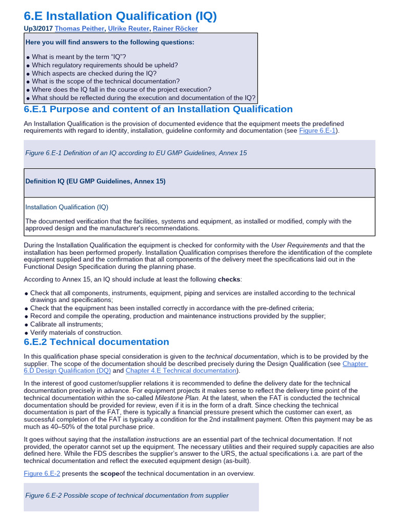 6.E Installation Qualification (IQ) | PDF | Verification And Validation ...