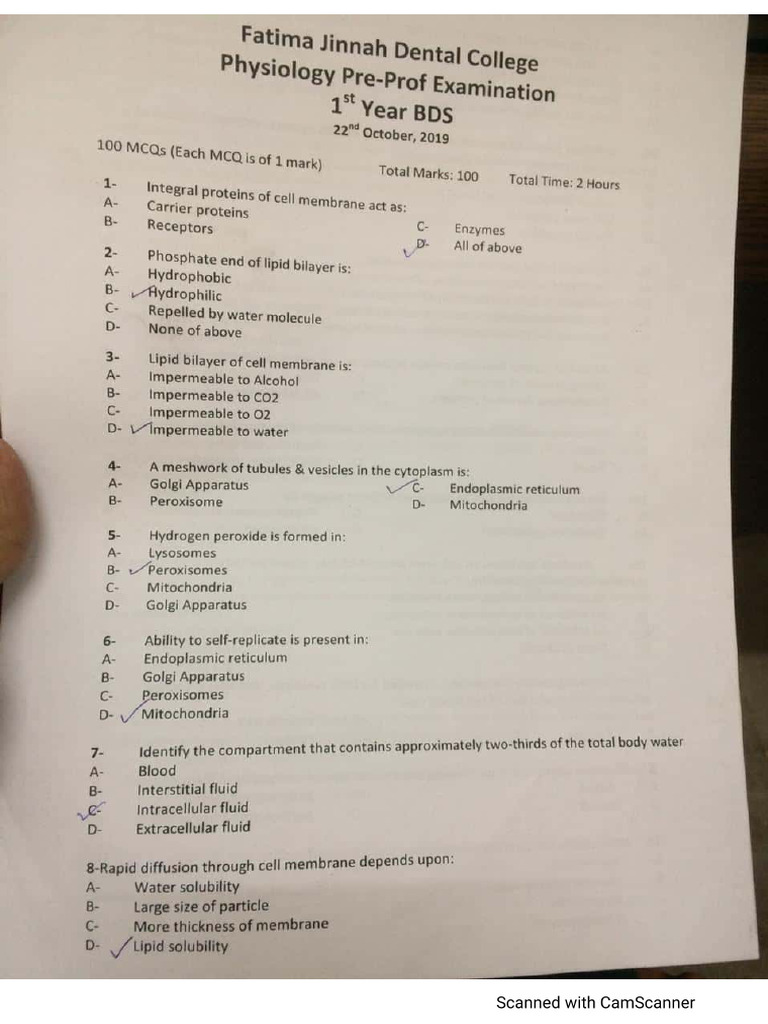 FJDC Physio 2019 With Key-1 | PDF