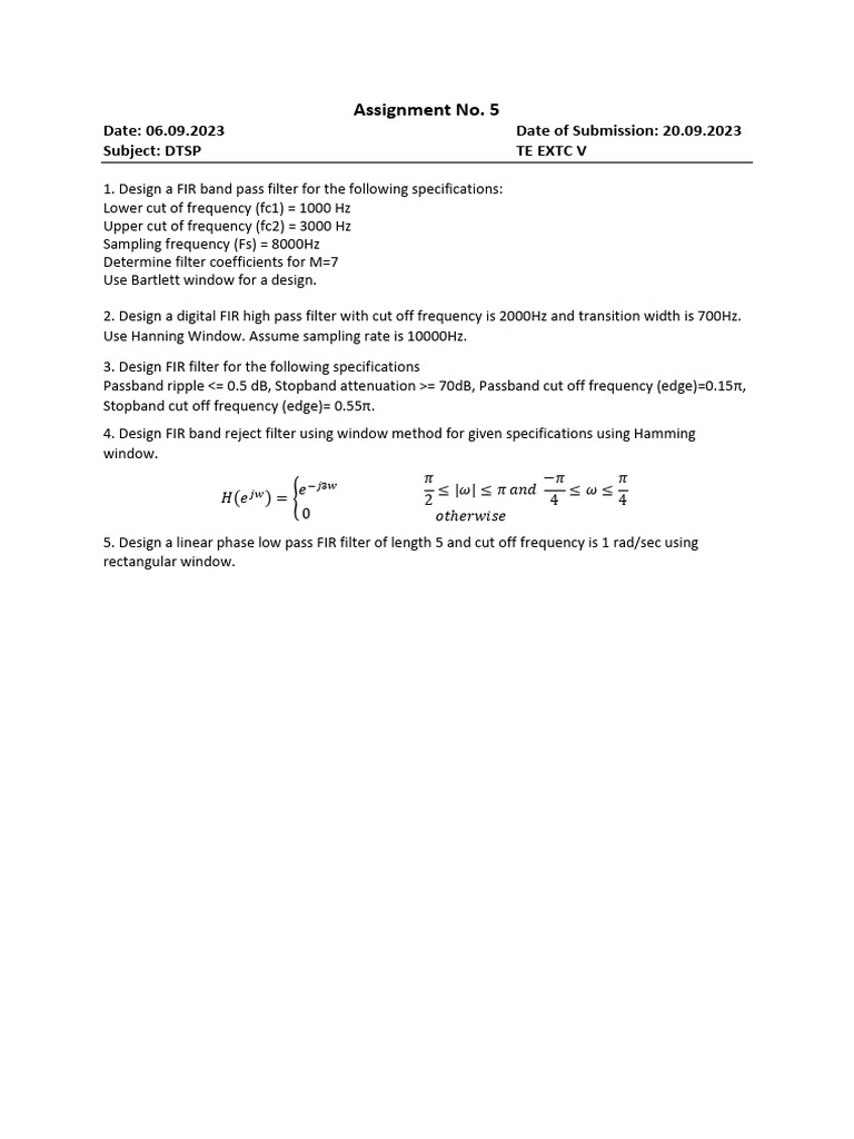 DTSP Assignment No 5 | PDF