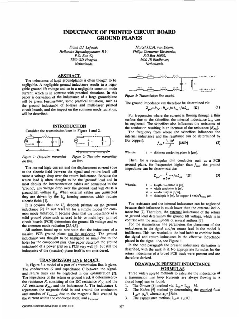 PCB Ground Plane Inductance | PDF | Inductance | Transmission Line