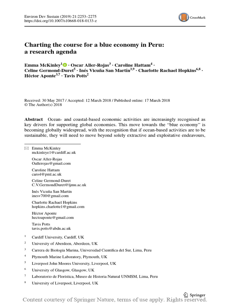 Blue Economy Research Agenda for Peru | PDF | Sustainability | Carbon ...