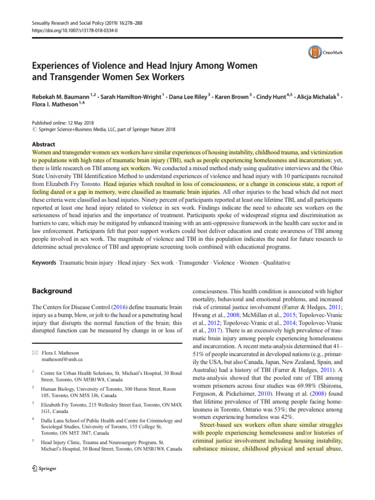 Experiences of Violence and Head Injury Final | PDF | Traumatic Brain ...
