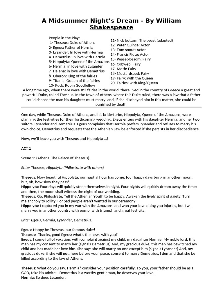 A Midsummer Night - English | PDF | A Midsummer Night's Dream