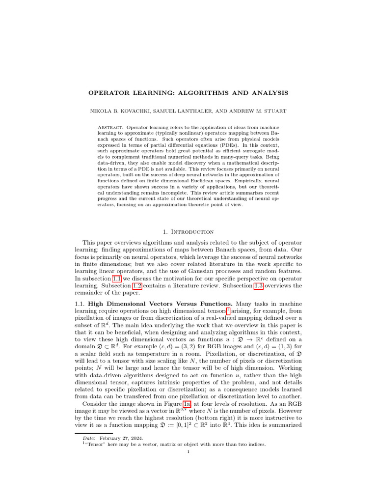 Operator Learning Algorithms and Analysis | PDF | Operator (Mathematics) | Finite Element Method