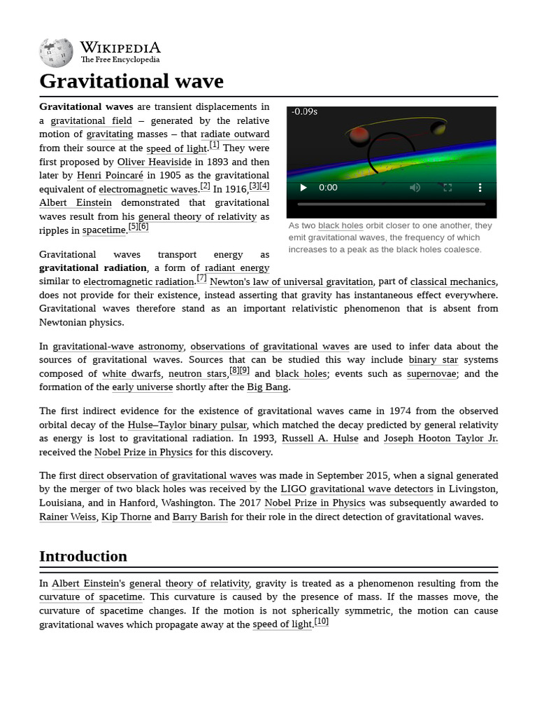 Gravitational Wave Pdf Gravitational Wave General Relativity