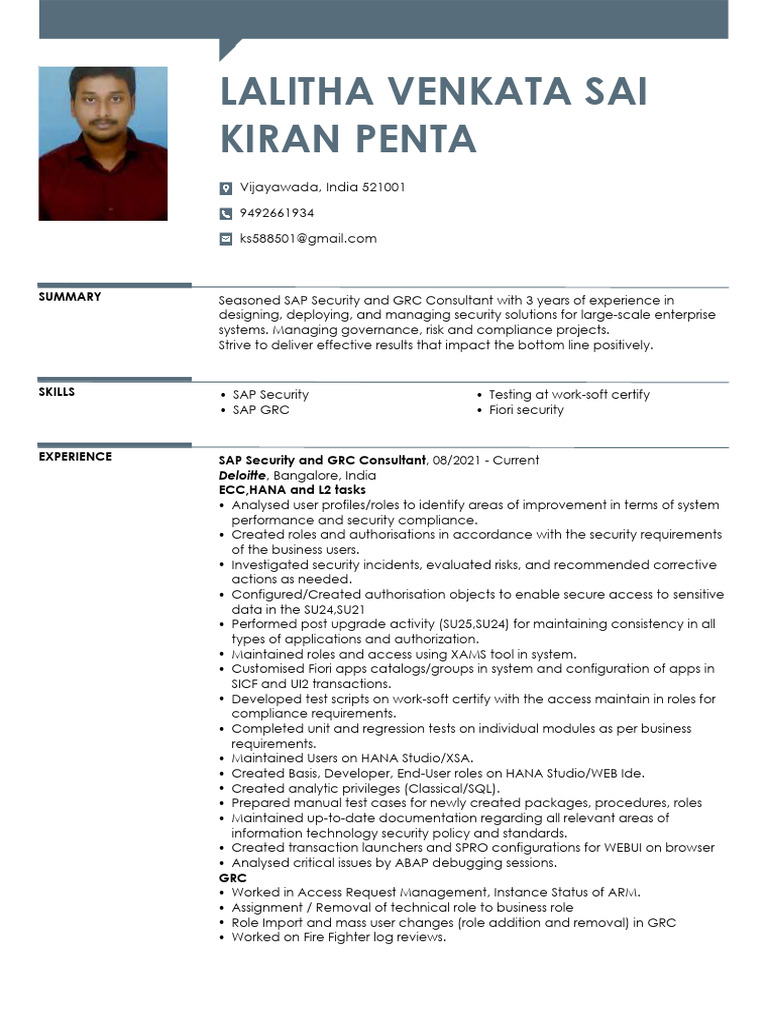 Lalitha Venkata Sai Kiran - Penta - Resume 2 | PDF | Software Engineering | Information ...