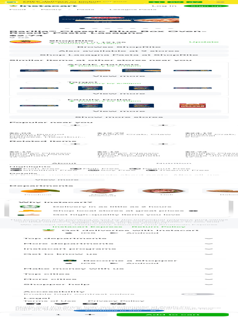 Barilla® Classic Blue Box Oven-Ready Pasta Lasagne | PDF | Pasta | Retail