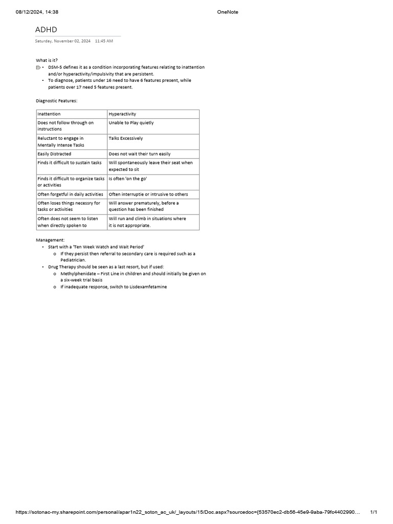 Understanding ADHD: Diagnosis and Management | PDF