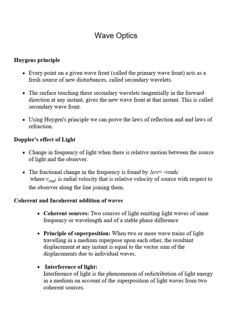 wave_optics | PDF | Diffraction | Waves