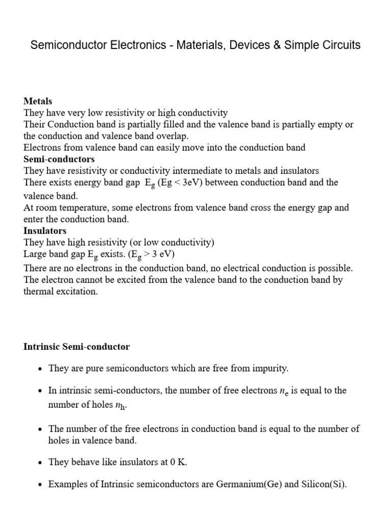 Understanding Metals, Semiconductors, and Diodes | PDF | Semiconductors ...