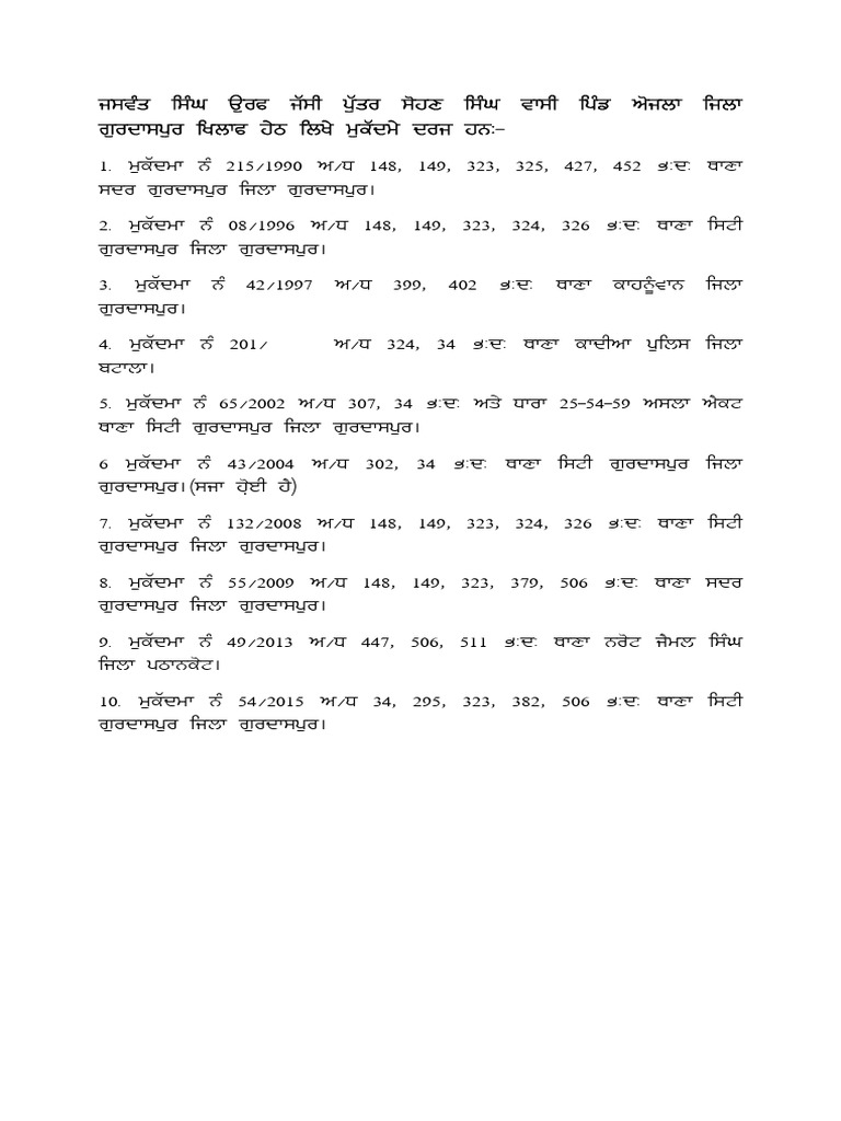 Jaswant Singh Jassi Cases | PDF