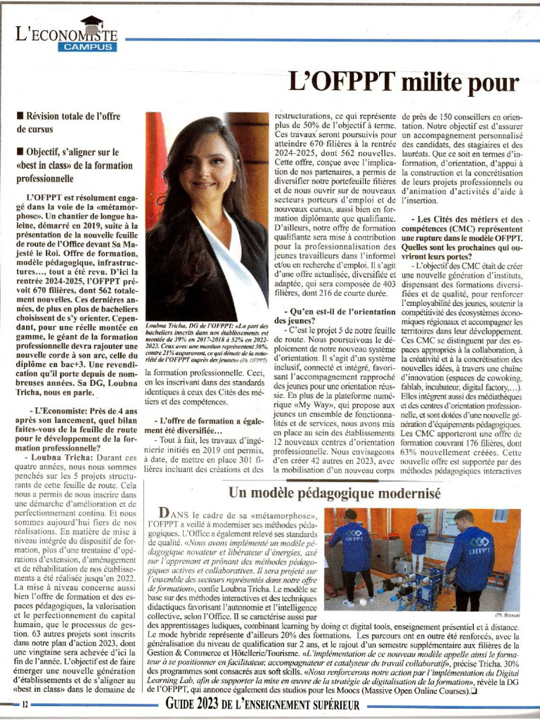 Interview de Madame La Directrice G N Rale de L OFPPT 1687974402 | PDF