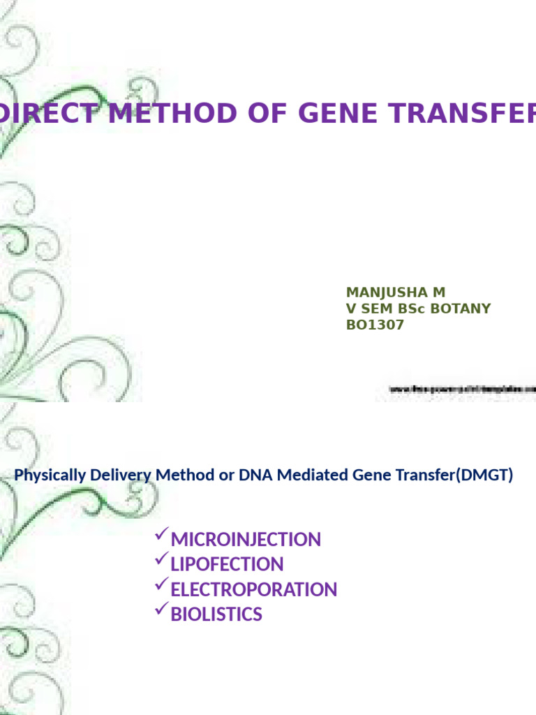 Direct Methods of Gene Transfer Explained | PDF | Cell (Biology ...