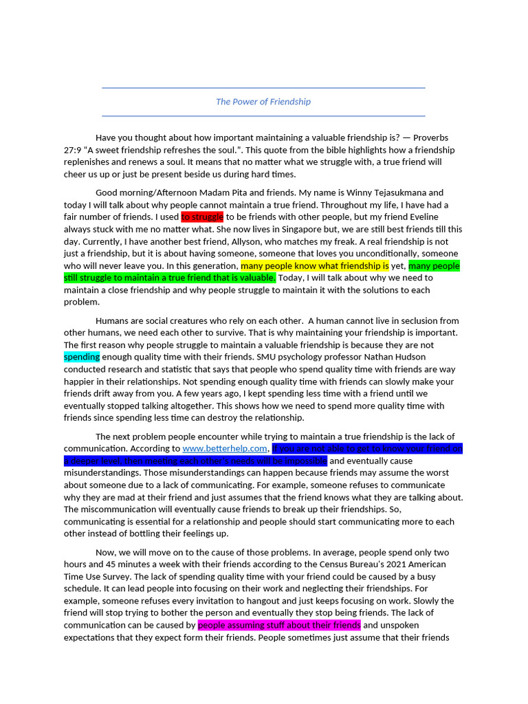 The Power of Friendship | PDF