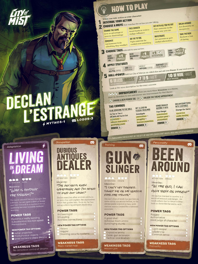 City of Mist Playbook - Declan LEstrange | PDF