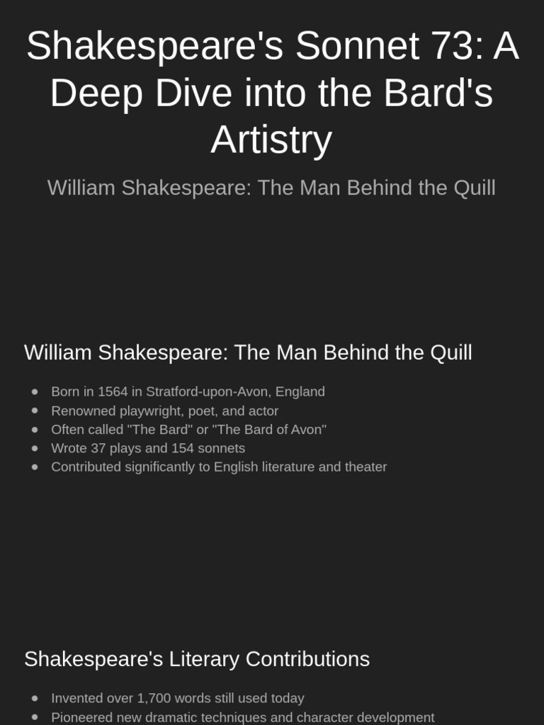 Shakespeare's Sonnet 73 - A Deep Dive Into The Bard's Artistry | PDF ...