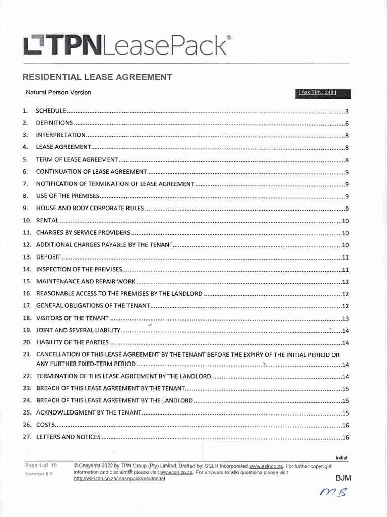 Signed Rental Contract | PDF