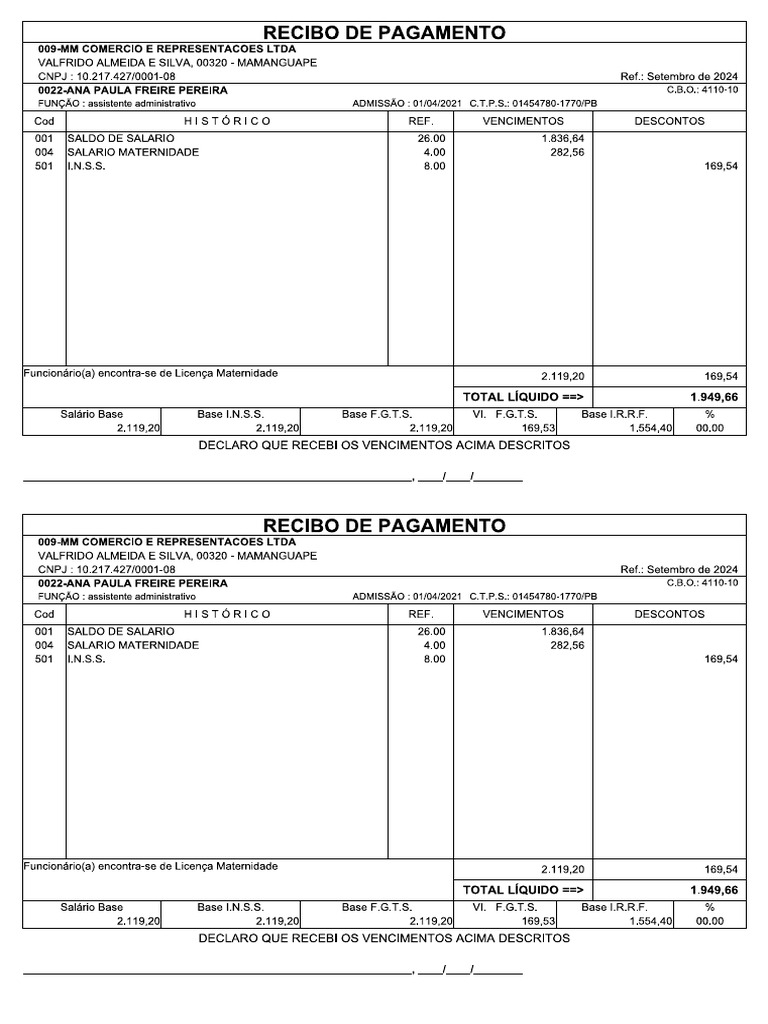 Contra Cheque | PDF