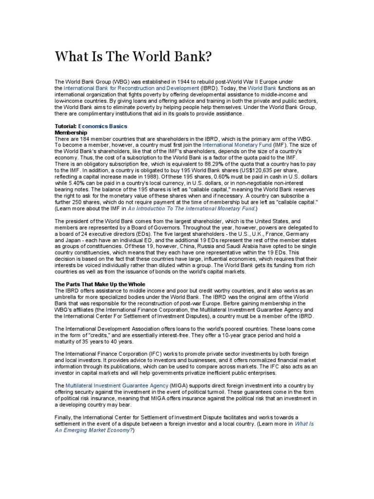 Understanding the World Bank's Role | PDF | World Bank | Multilateral ...