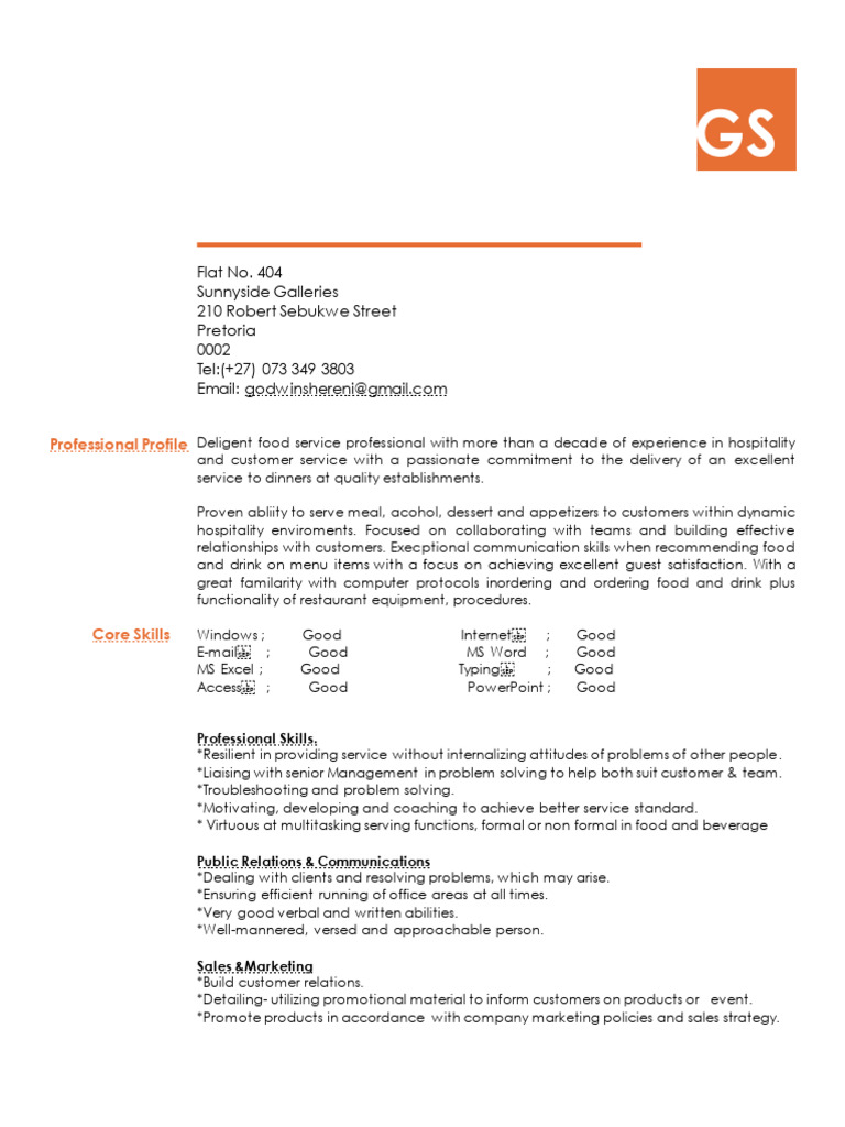 Godwin Shereni 2 | PDF | Restaurants | Tableware