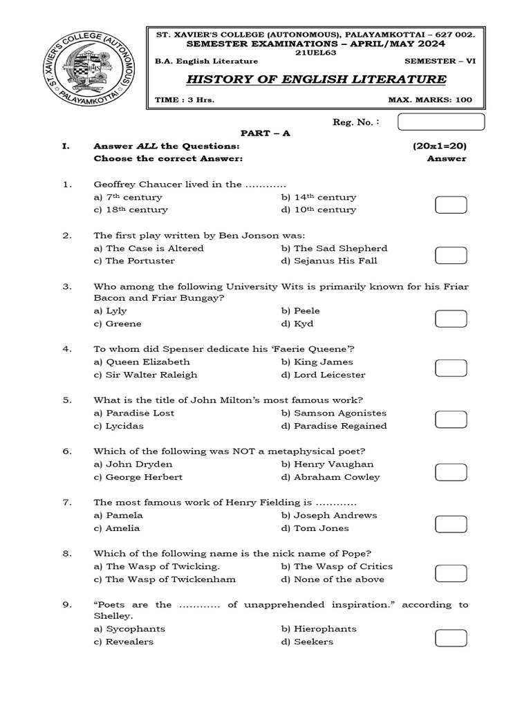 21uel63-History of English Literature 6TH A24 | PDF | English ...