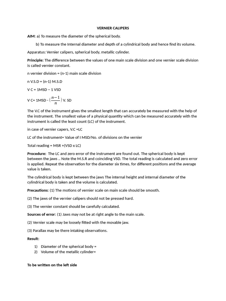 Practicals Xi | PDF | Physics | Metrology
