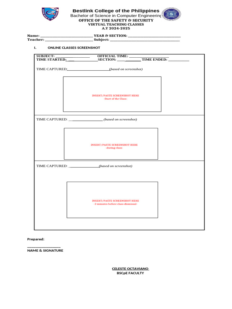 Virtual Class Documentation Template | PDF